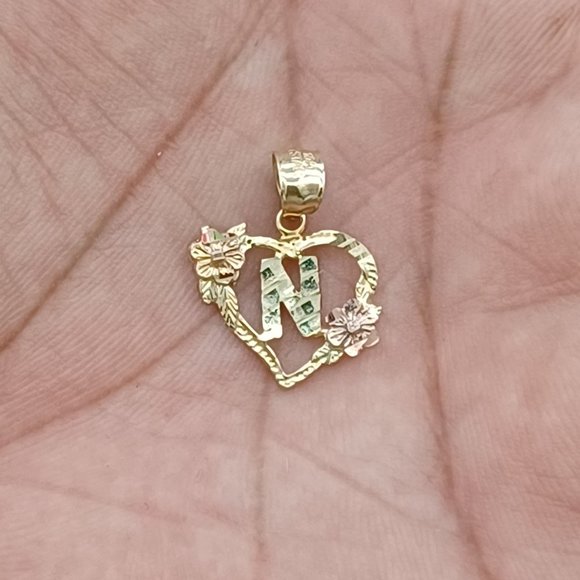 Stamped | Jewelry | Kt Real Gold Heart Latter N Pendant | Poshmark